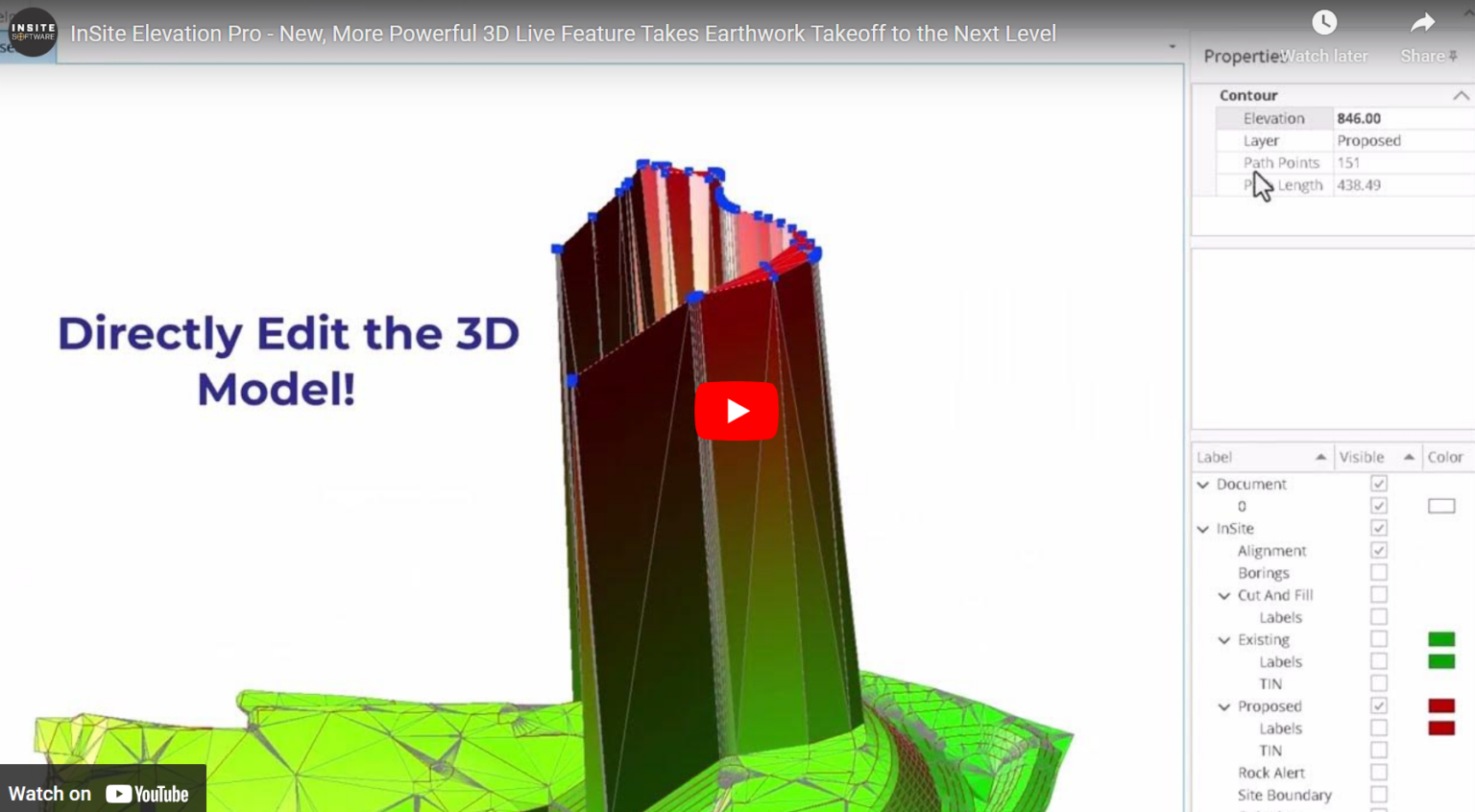 InSite Elevation Pro Earthwork Takeoff Software